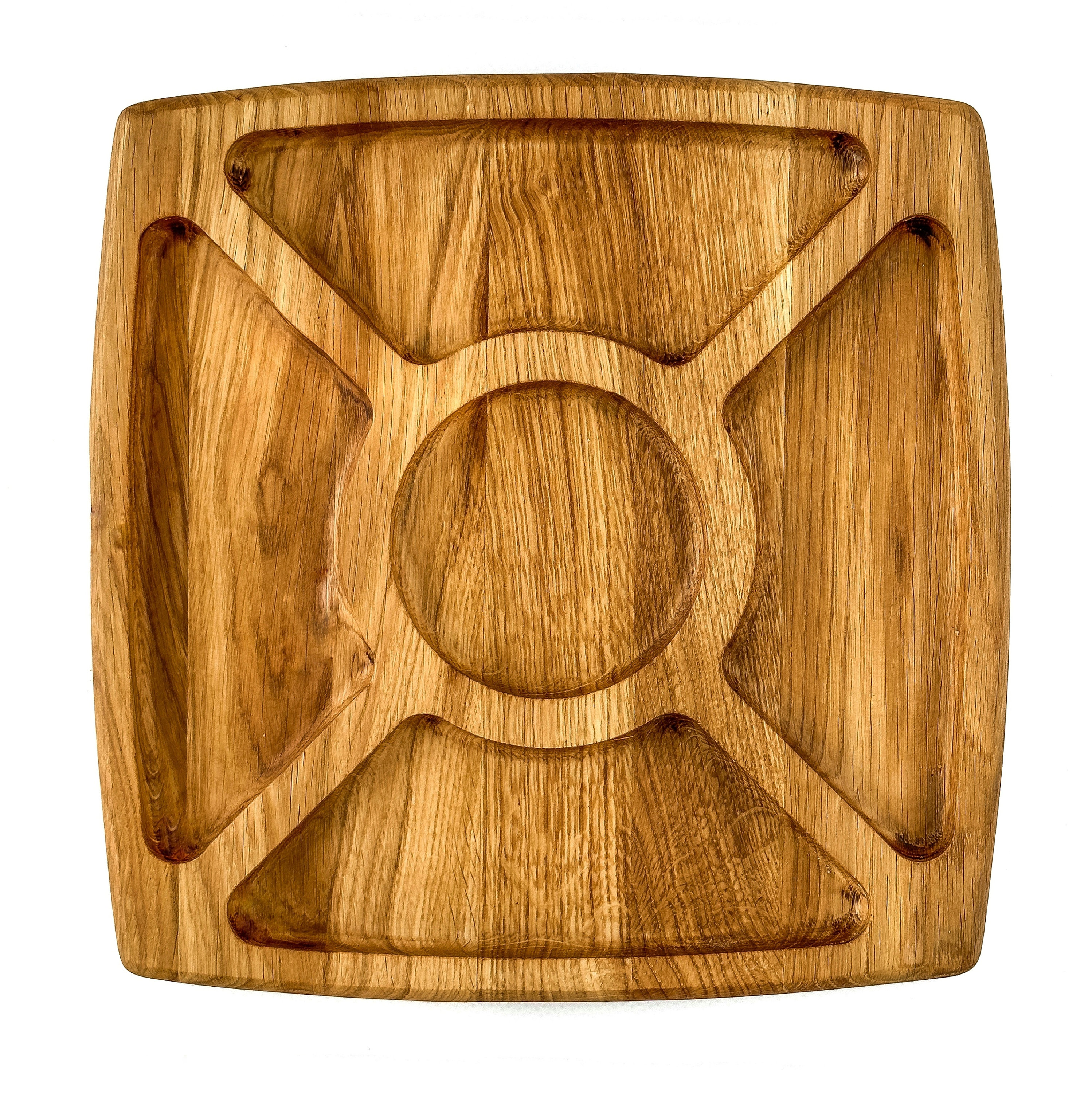 Handmade Wooden Serving Tray - Solid Oak, 28x28 Cm (11x11 In), Food ...