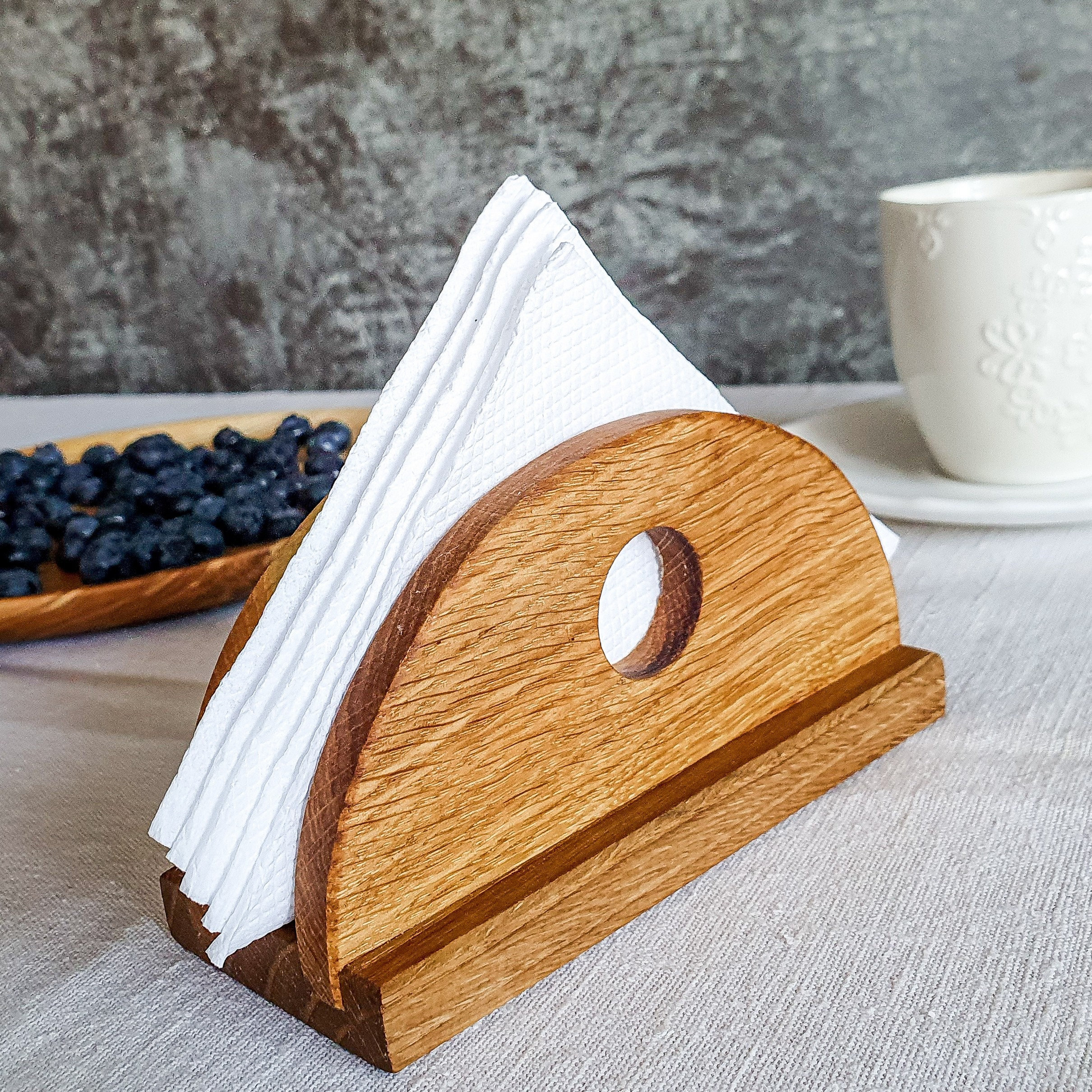 Cocktail Size Wooden Napkin Holder for Table | Oak Wood, Perfect for ...