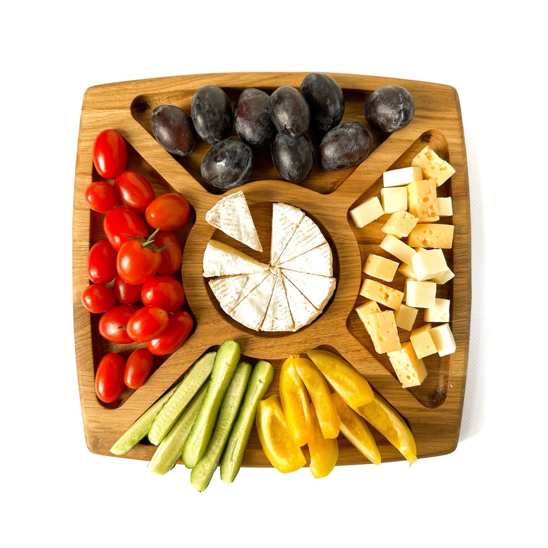 Handmade Wooden Serving Tray - Solid Oak, 28x28 Cm (11x11 In), Food ...