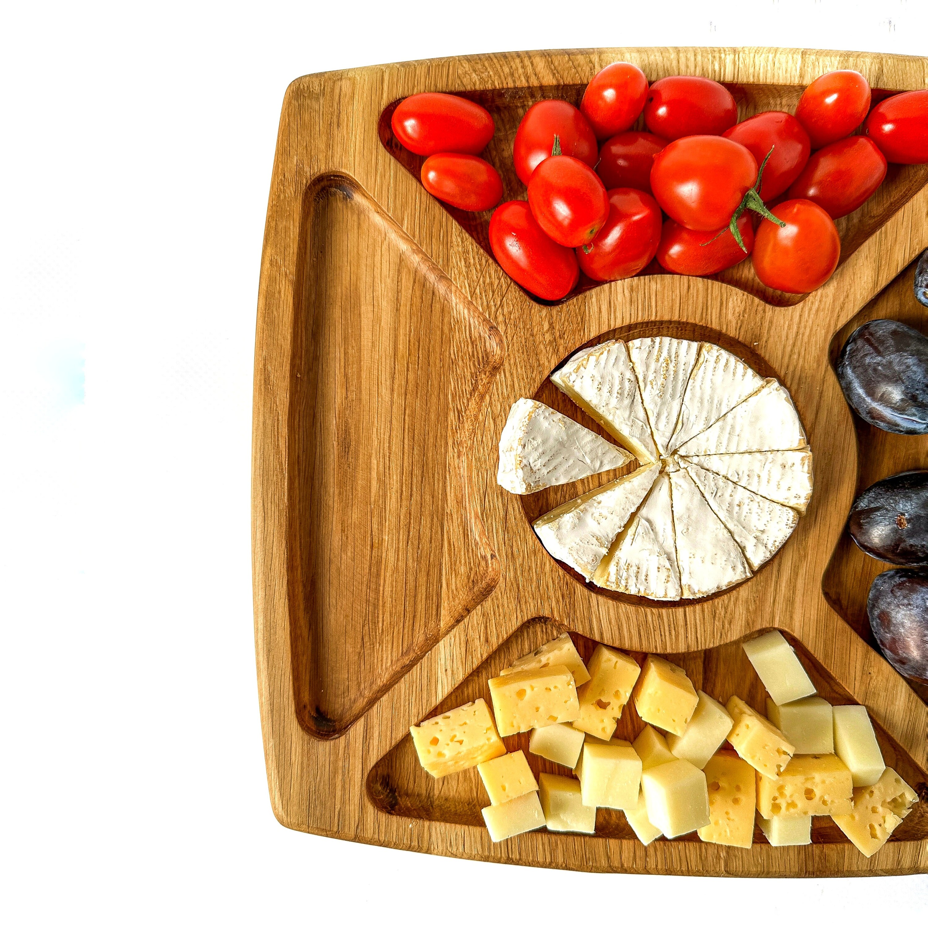Handmade Wooden Serving Tray - Solid Oak, 28x28 Cm (11x11 In), Food ...