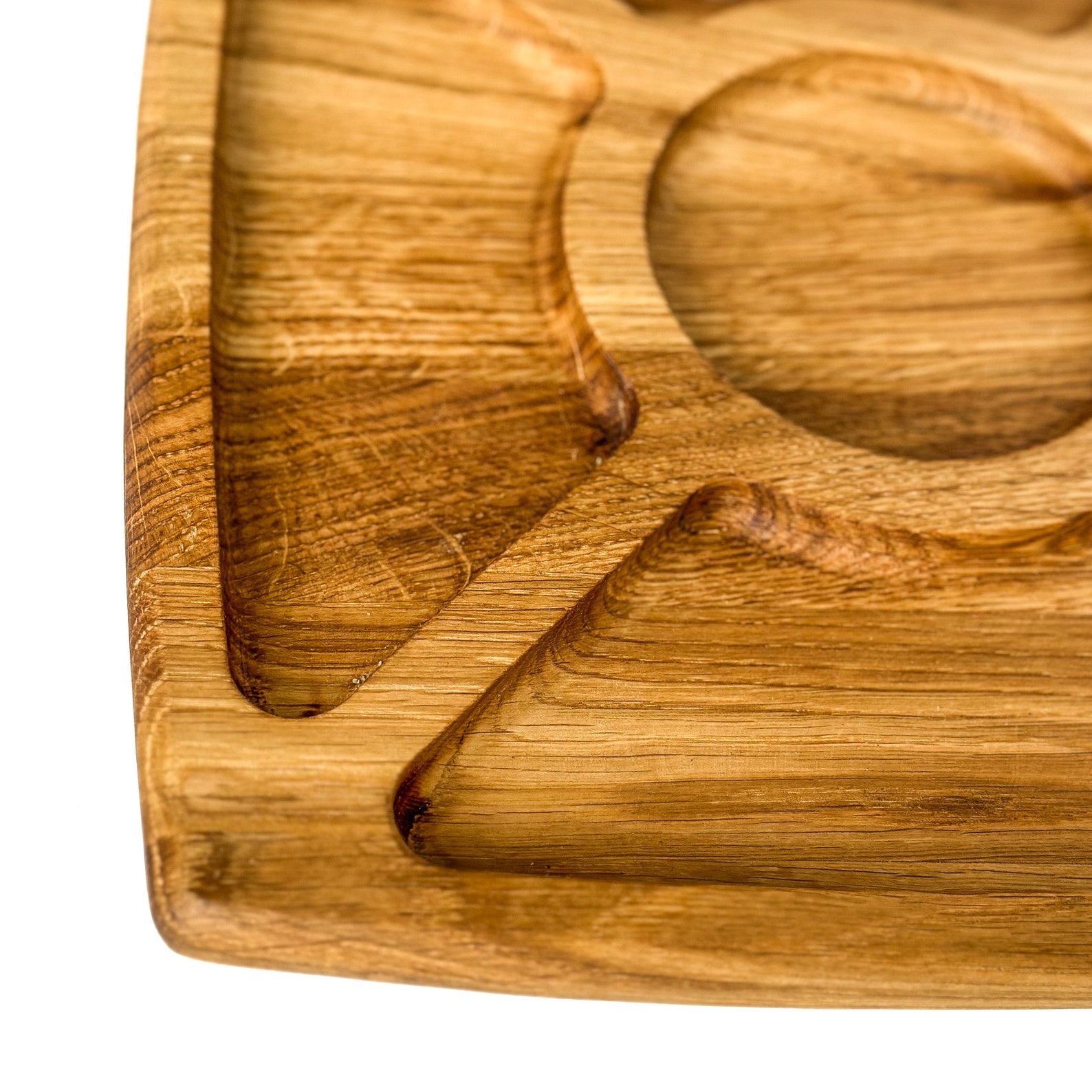 Handmade Wooden Serving Tray - Solid Oak, 28x28 Cm (11x11 In), Food ...