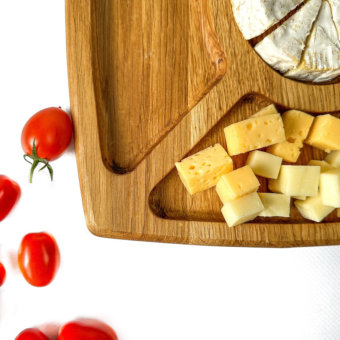 Handmade Wooden Serving Tray - Solid Oak, 28x28 Cm (11x11 In), Food ...