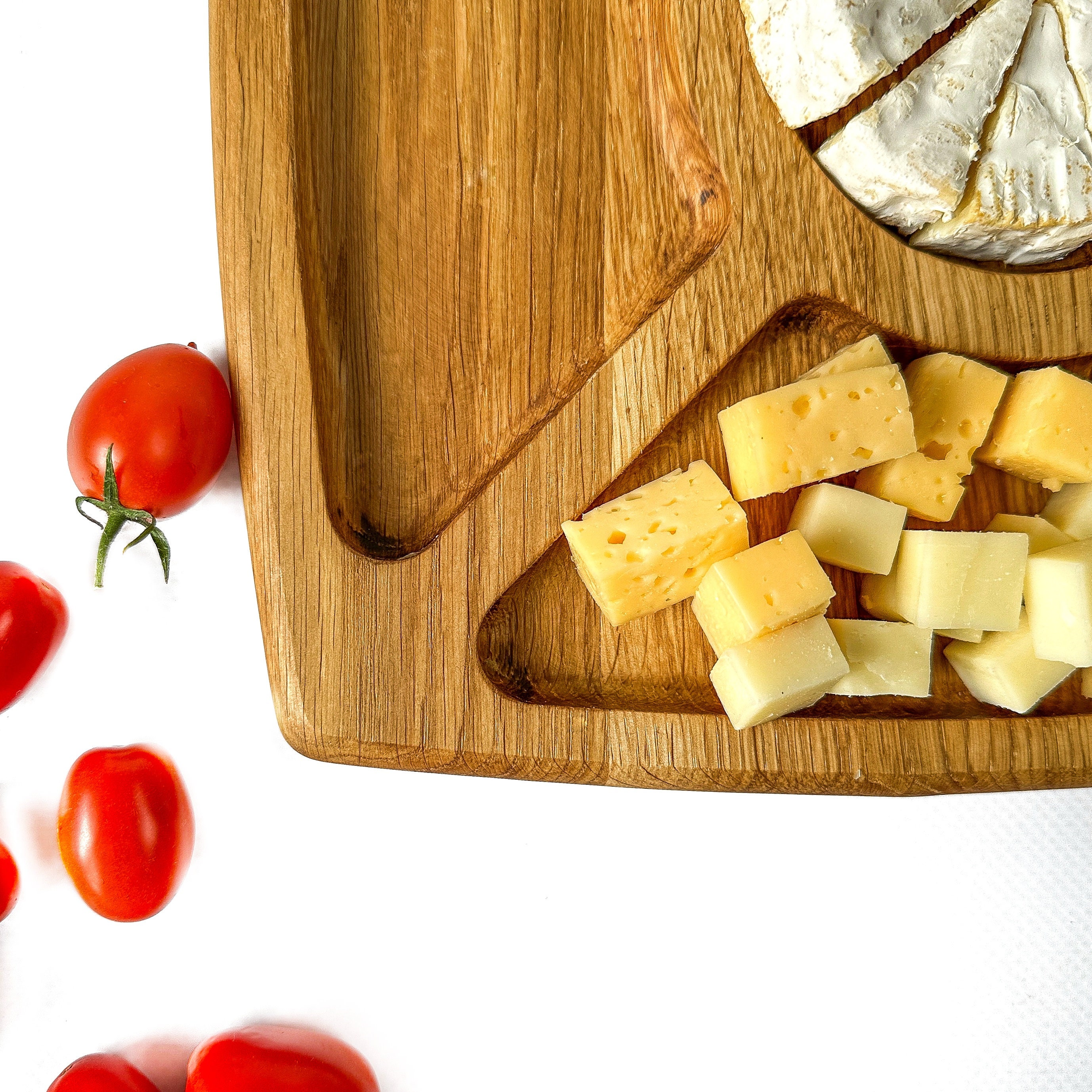 Handmade Wooden Serving Tray - Solid Oak, 28x28 Cm (11x11 In), Food ...