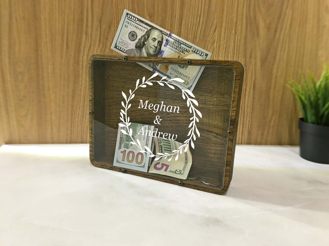 Personalized Wedding Fund Box Custom Money Bank for Couples Engagement ...
