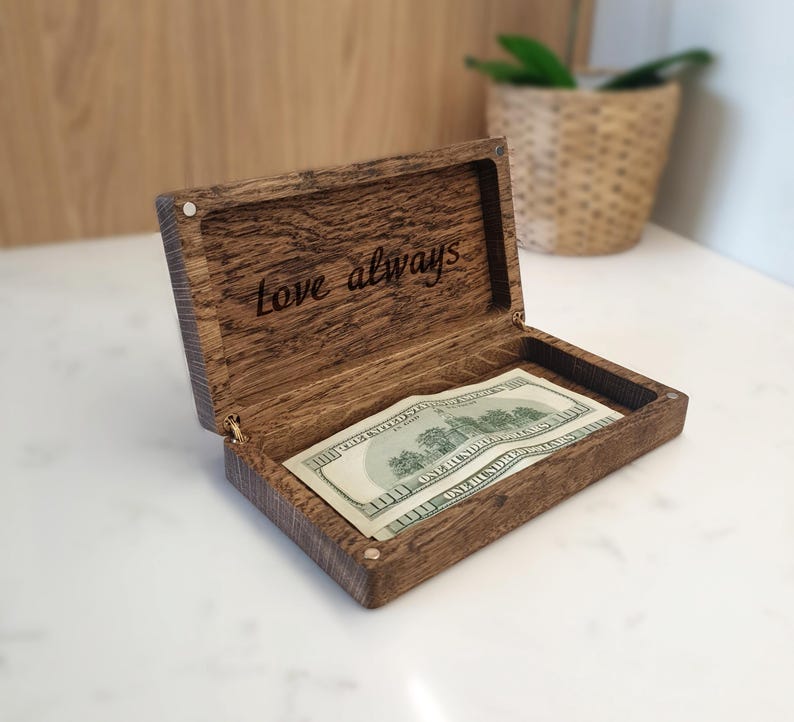 Personalized Wooden Money Gift Box, Wedding Cash Box Engraved Money ...