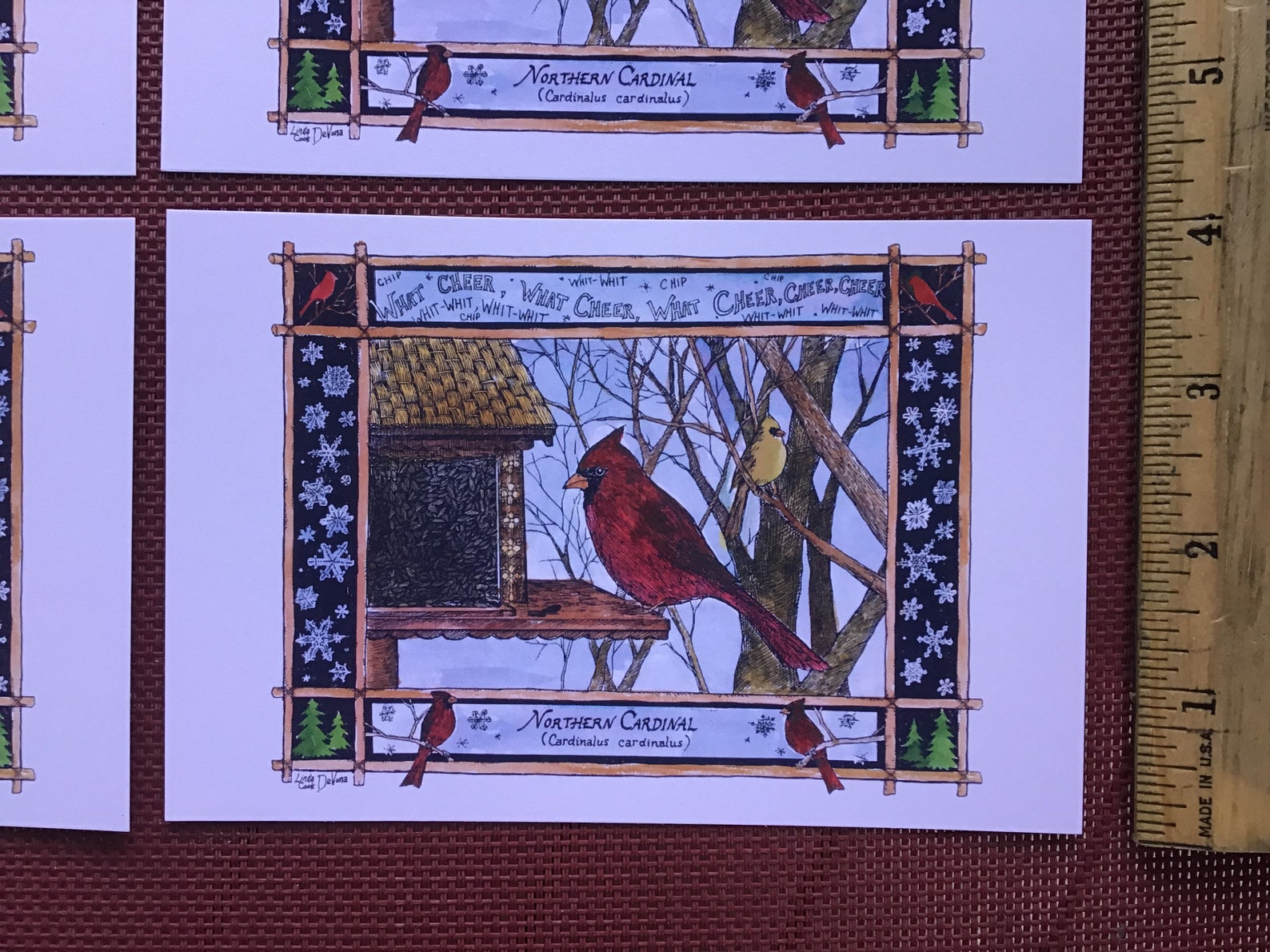 Cardinal at Feeder-set of 4 Colored Postcards on Sturdy 80 - Etsy