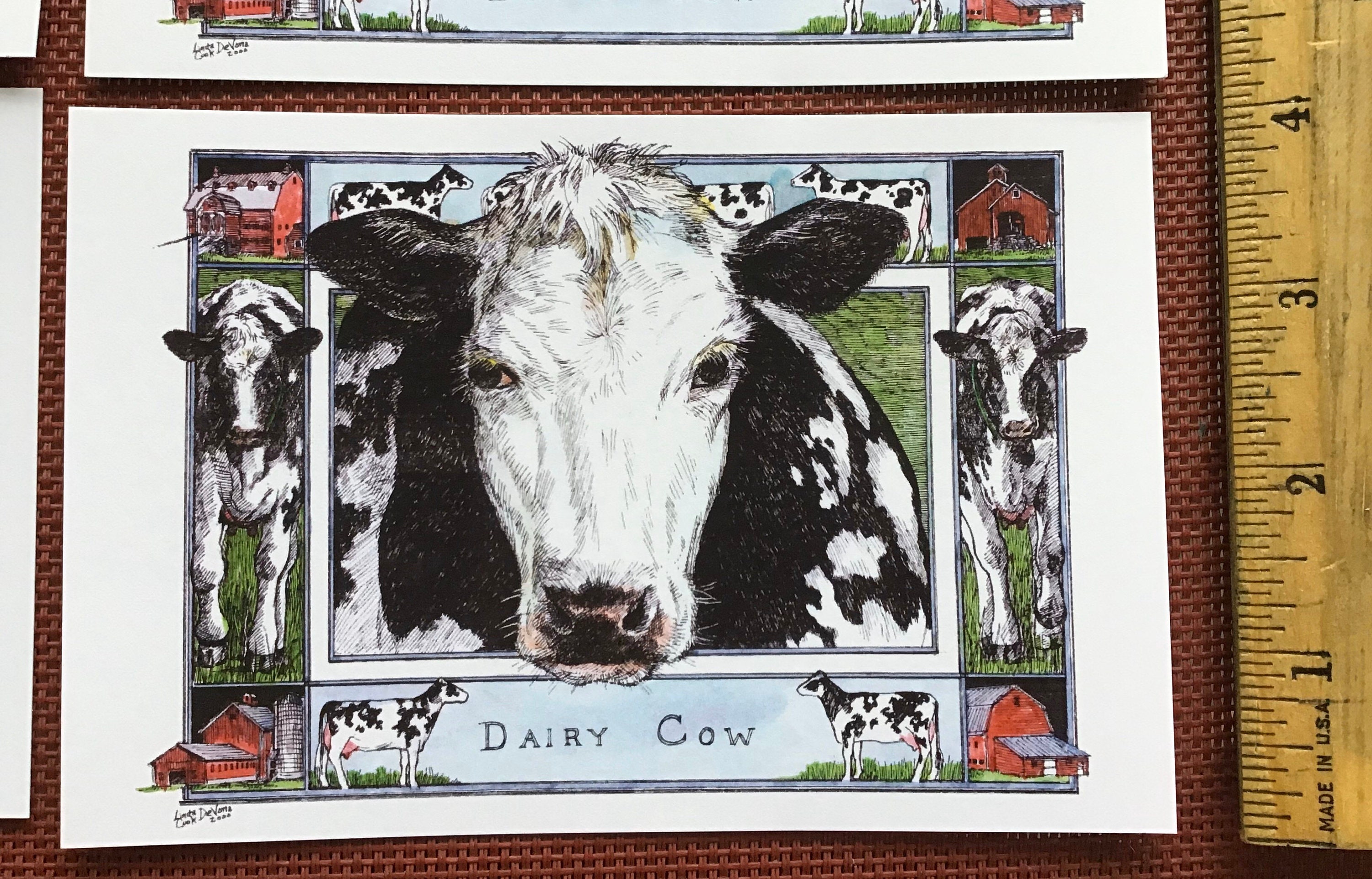 Dairy Cow Set of 4 Color Postcards Depicting a Holstein Cow - Etsy UK