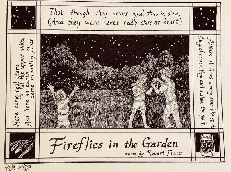 Robert Frost Poetry Cards Fireflies in the Garden 6pack of | Etsy