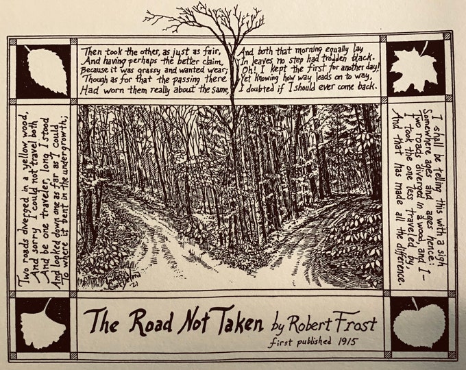 The Road Not Taken by Robert Frost: 6-pack of Blank, Ivory Notecards ...