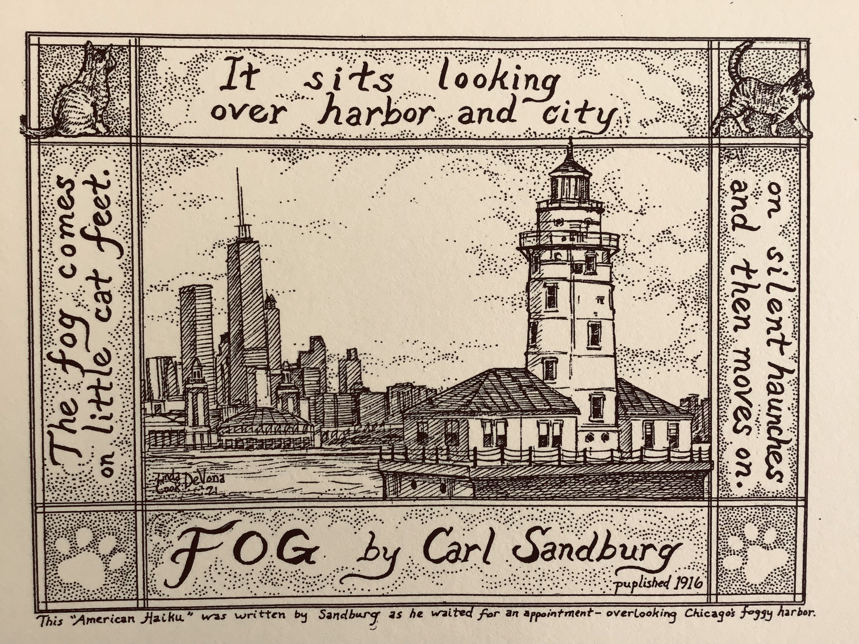 Fog by Carl Sandburg: 6-pack of blank ivory notecards with - Etsy 日本