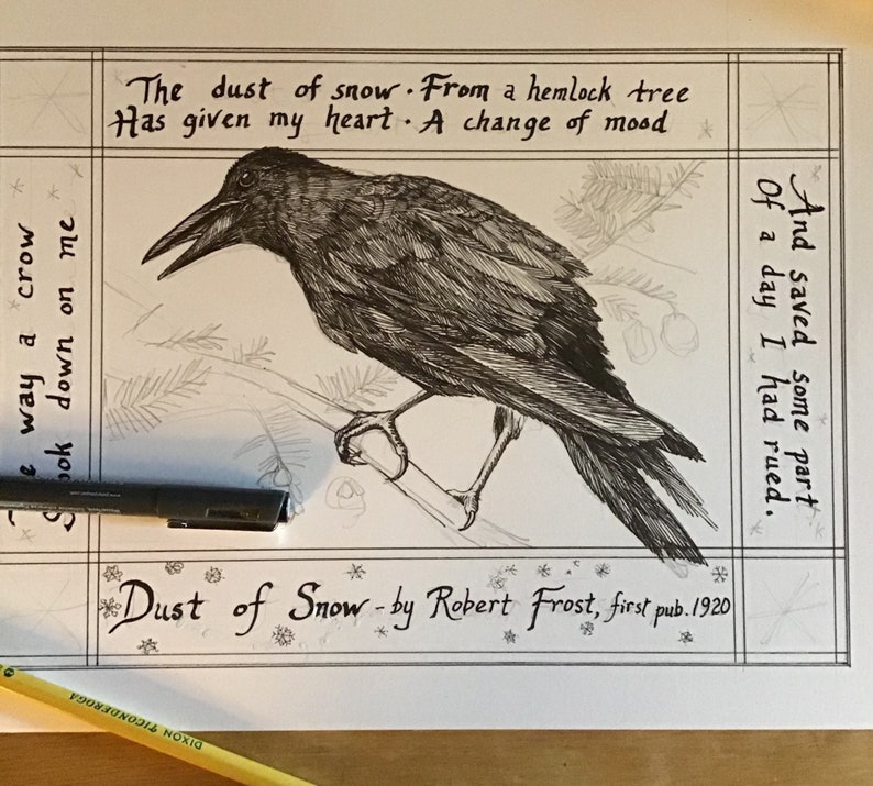 Robert Frost's Dust of Snow 6-pack of Poetry Notecards on - Etsy