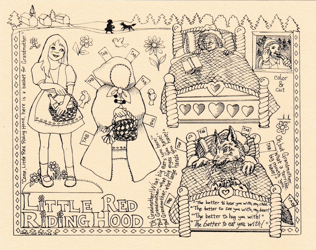 Little Red Riding Hood Cards to Color and Cut: 6-pack of Blank, Ivory ...