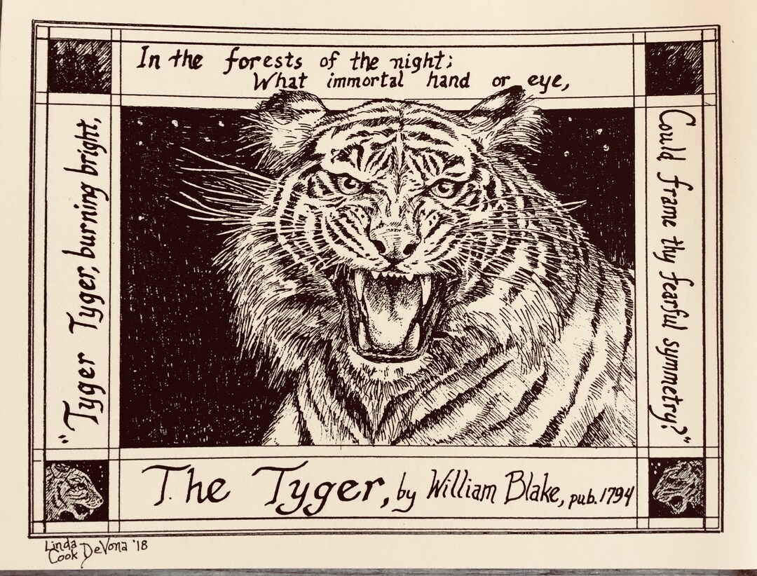 The Tyger 6-pack of Ivory Notecards With Envelopes, Drawn by LC Devona ...
