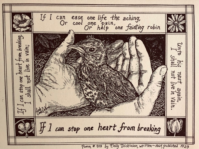 Emily Dickinson’s -if I Can Stop One Heart From Breaking- 6-pack of ...