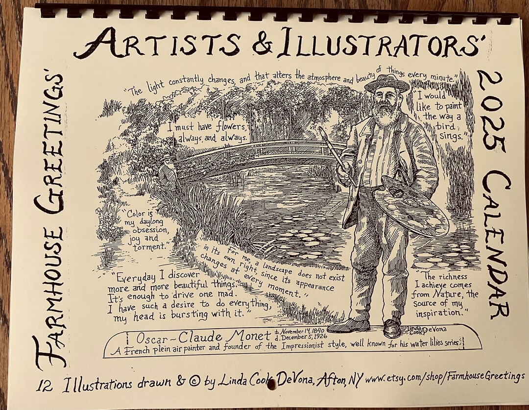 2025 ARTISTS & ILLUSTRATORS Wall Calendar Reprin,featuring a Dozen ...