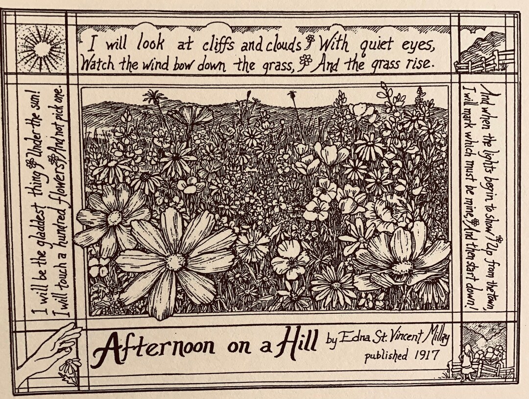 Edna St Vincent Millay- Afternoon on a Hill- 6-pack of blank, ivory ...