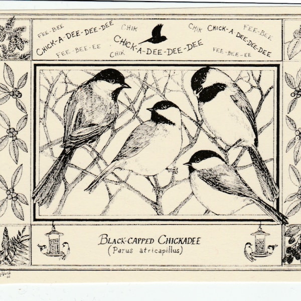 Chickadee Drawing - Etsy