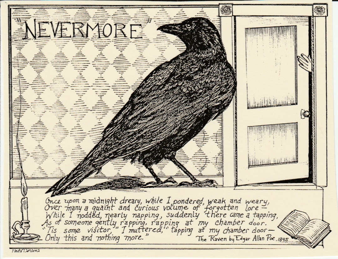 The Raven nevermore Art Cards: 6-pack of Blank, Ivory Notecards W ...