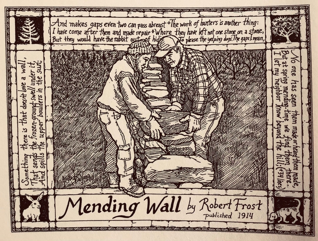 Mending Wall by Robert Frost: 6-pack of Blank, Ivory Notecards With ...