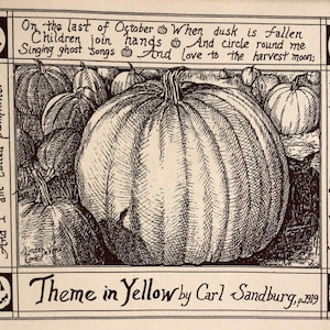 Pumpkin Cards: Theme in Yellow Poem by Carl Sandburg- 6-pack of Blank ...