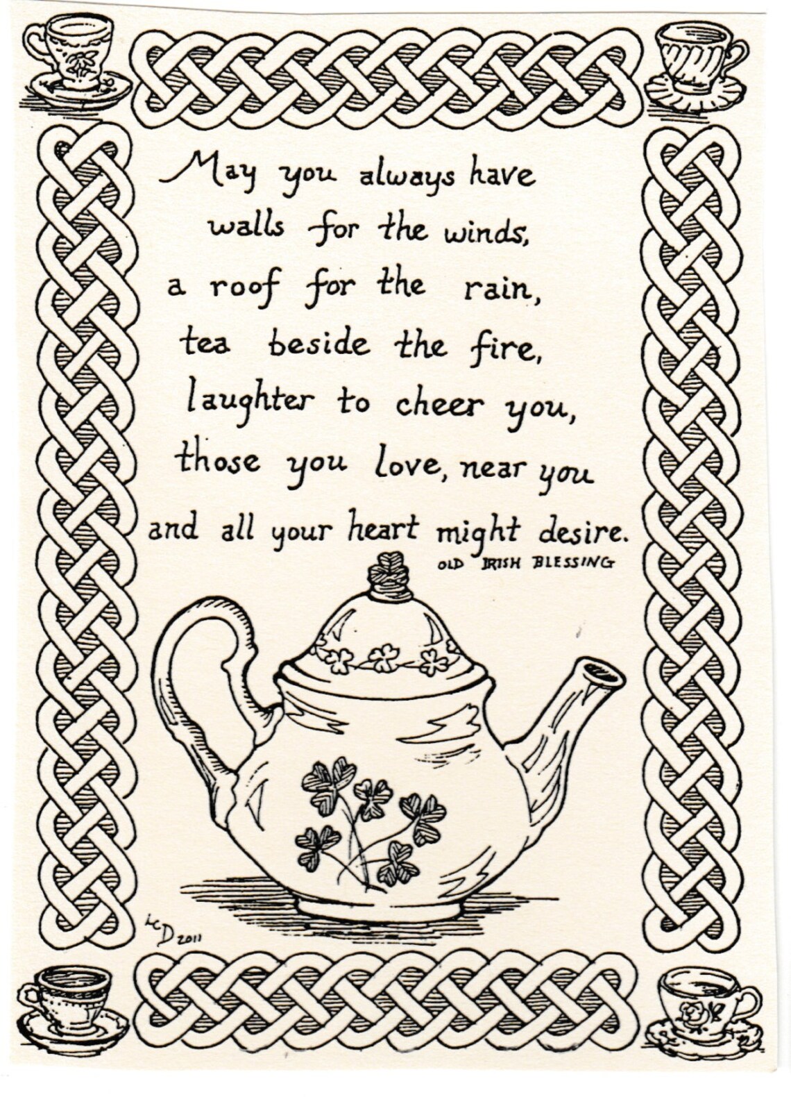 Irish Blessing With Teapot: 6-pack of Blank Ivory Notecards - Etsy