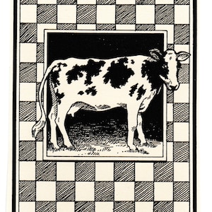 Checkerboard Dairy Cow-this 6-pack of Blank, Ivory Notecards With ...
