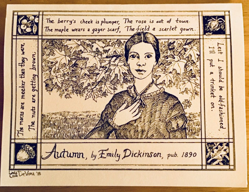 Emily Dickinson's Illustrated autumn Poetry | Etsy