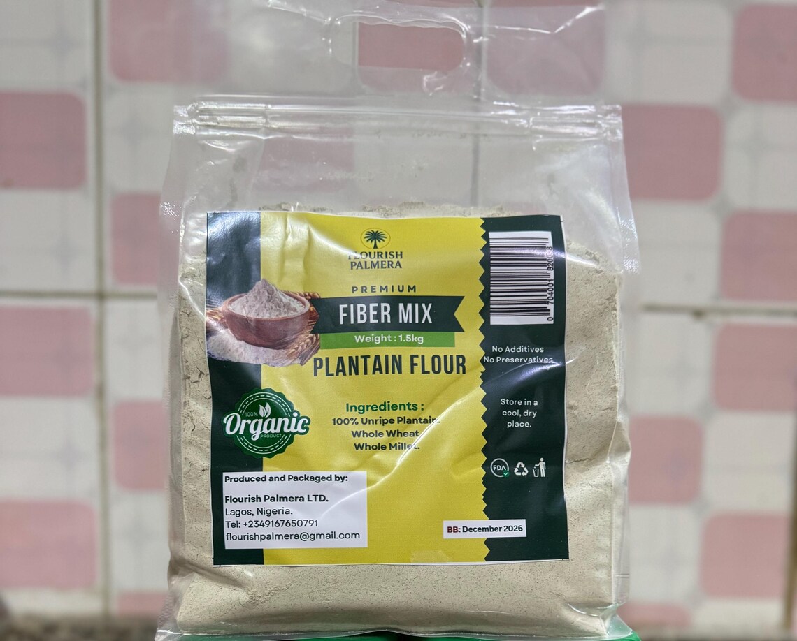 1.5kg Green Organic Plantain Flour | High-fiber Mix | Elubo Ogede ...