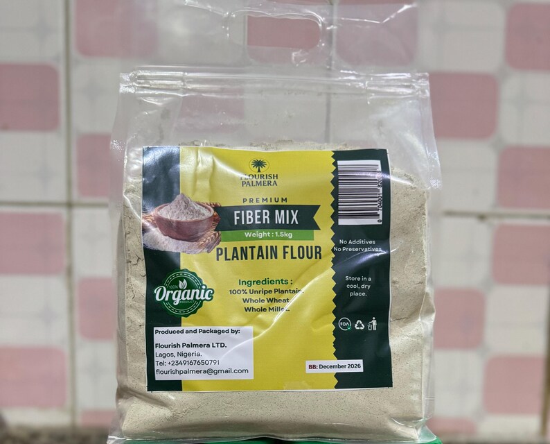 1.5kg Green Organic Plantain Flour | High-fiber Mix | Elubo Ogede ...