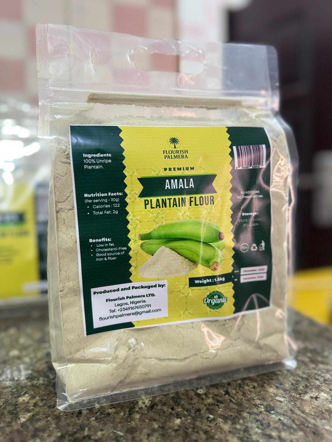 1.5kg Green Organic Plantain Flour | High-fiber Mix | Elubo Ogede ...