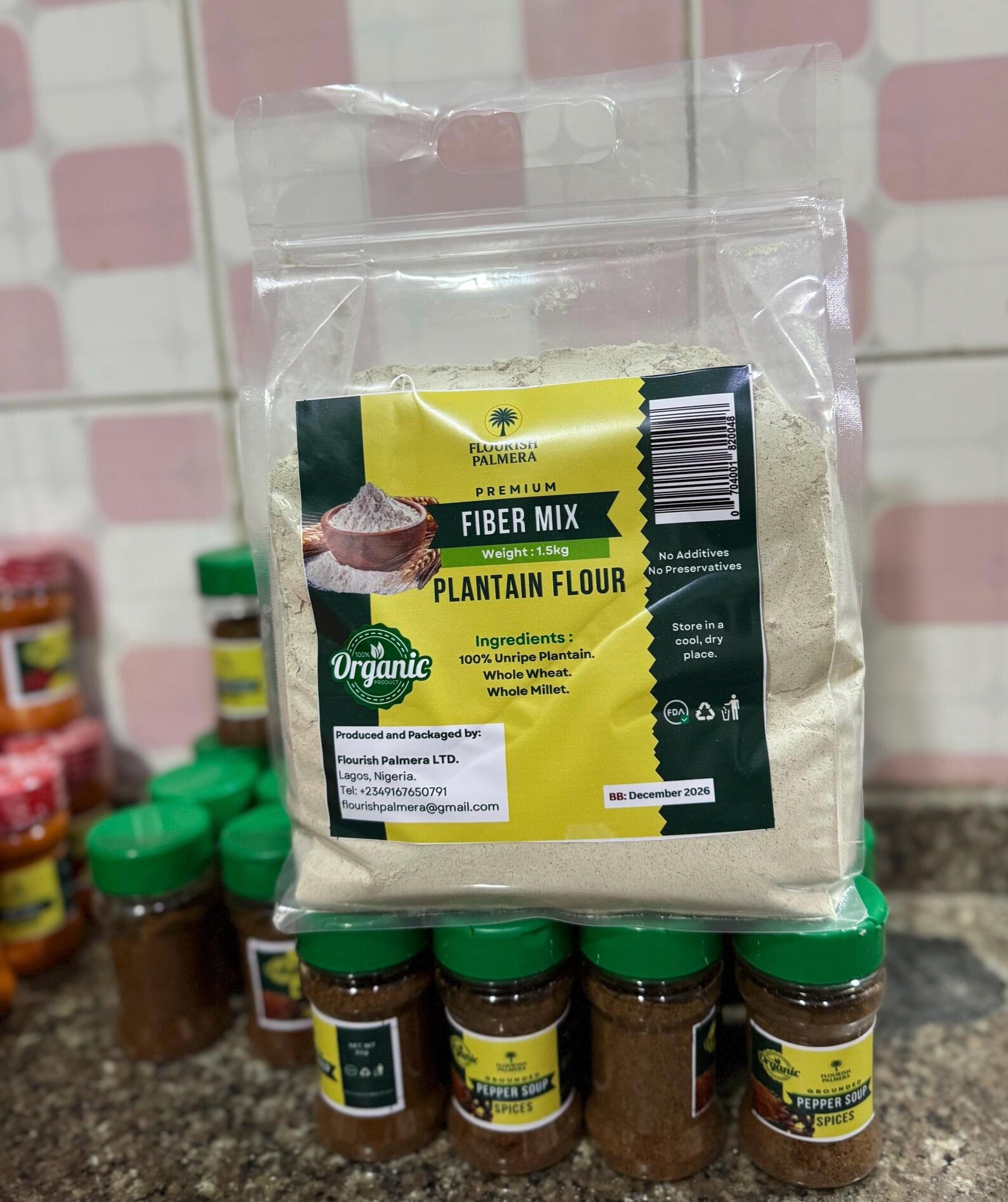 1.5kg Green Organic Plantain Flour | High-fiber Mix | Elubo Ogede ...