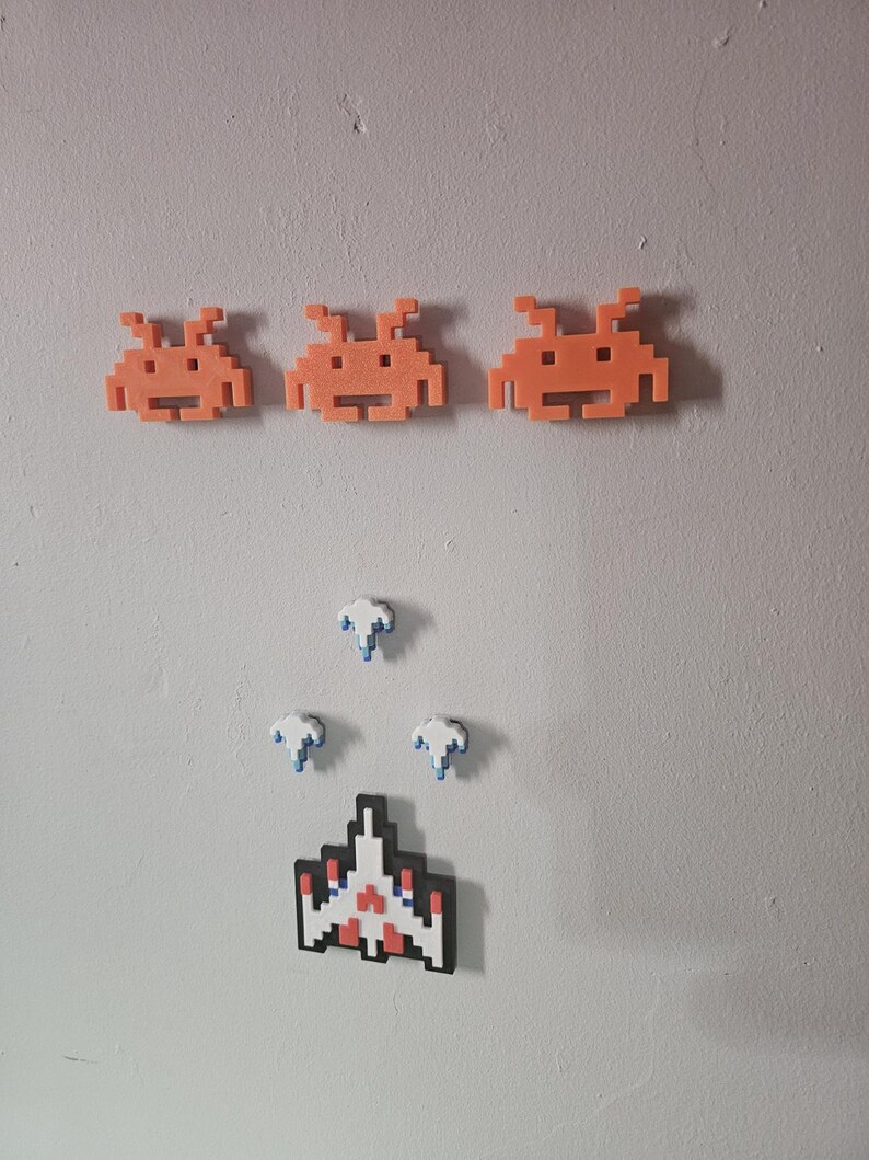 Space Invaders Inspired 2D Wall Art Retro Wall Art 3D Printed - Etsy