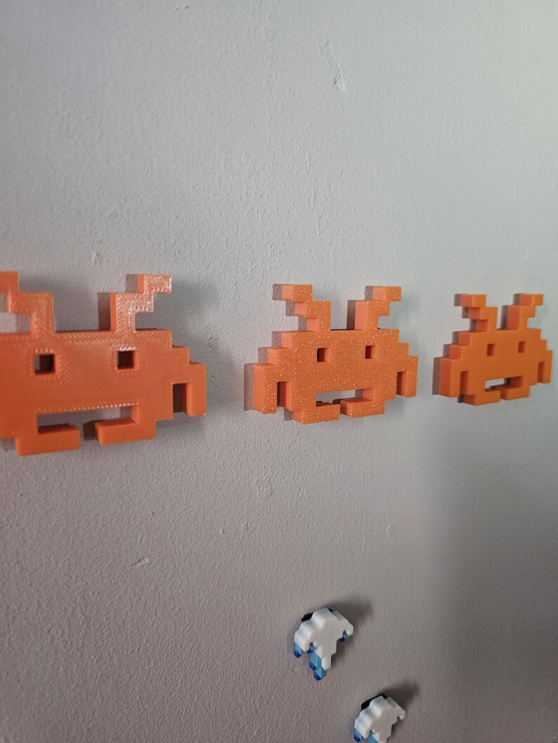 Space Invaders Inspired 2D Wall Art Retro Wall Art 3D Printed - Etsy