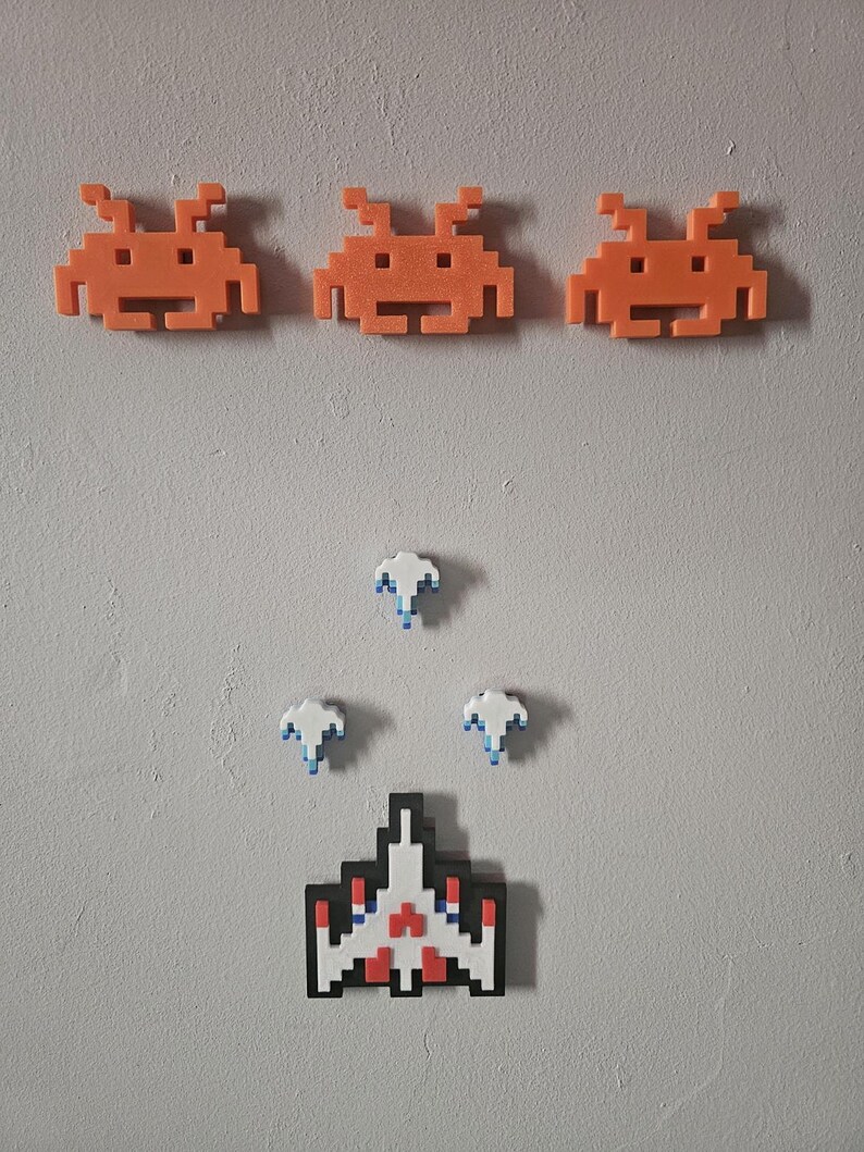 Space Invaders Inspired 2D Wall Art Retro Wall Art 3D Printed - Etsy