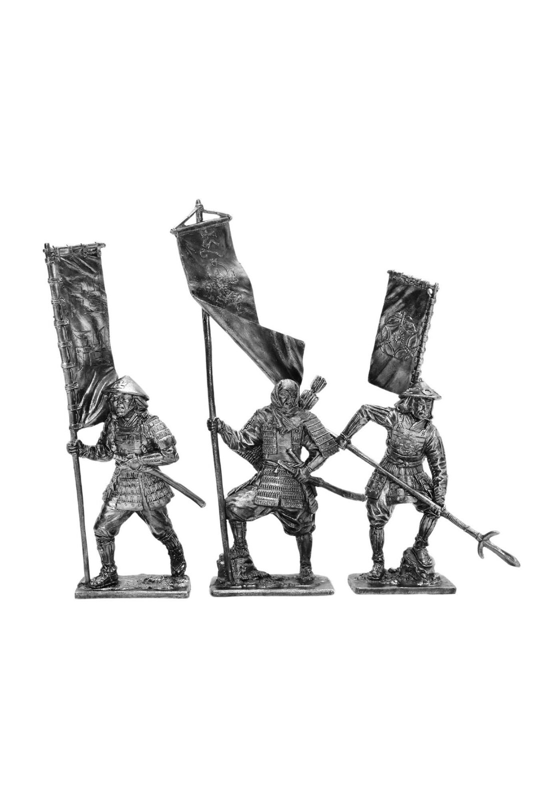 JAPANESE Samurai Warrior Set Medieval JAPAN Metal Tin Figure Tin Toy ...