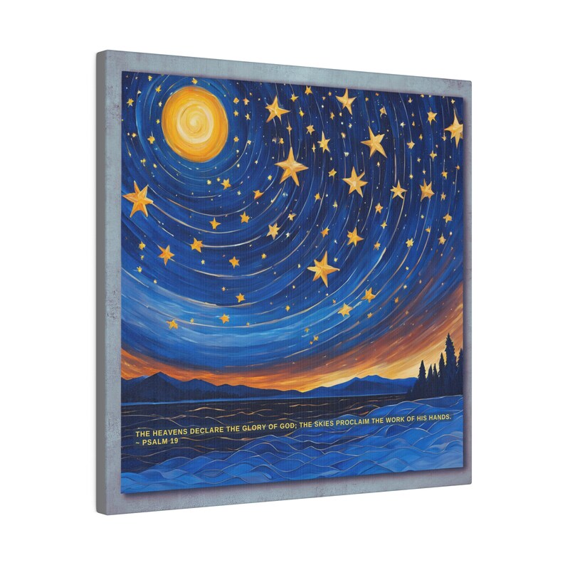Christian Jewish Quote Wall Canvas Art Starry Night, Moon and Stars ...