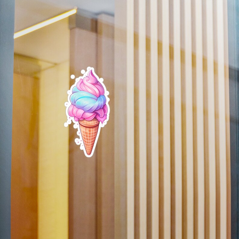 Dripping Ice Cream Cone Pink Blue Kiss-cut Vinyl Decal - Etsy