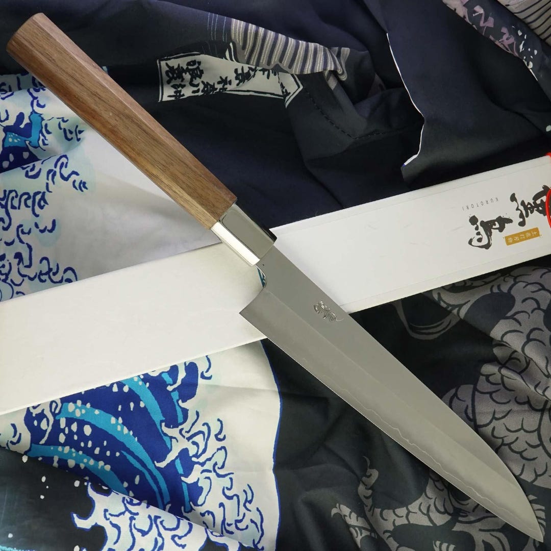 Yanagiba Japanese Kitchen Knife Kurotori Hamono Double Bevel KRT-06 ...