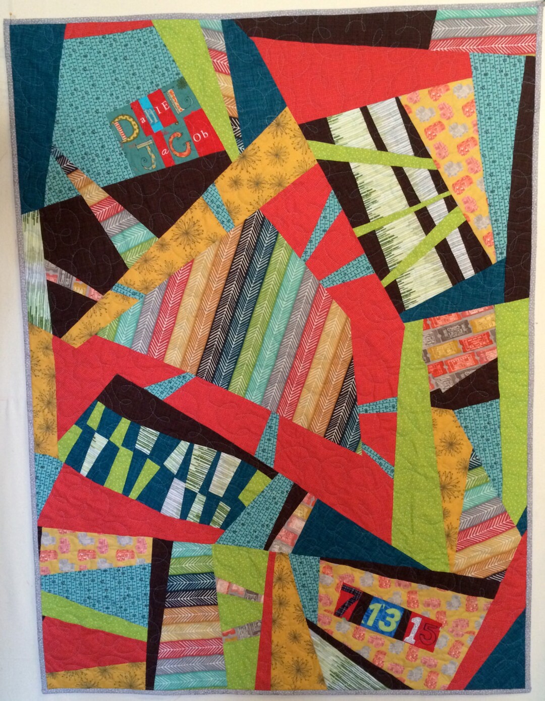 Non-traditional Baby Quilt, Custom Quilt, Fabric Collage, Personalized ...