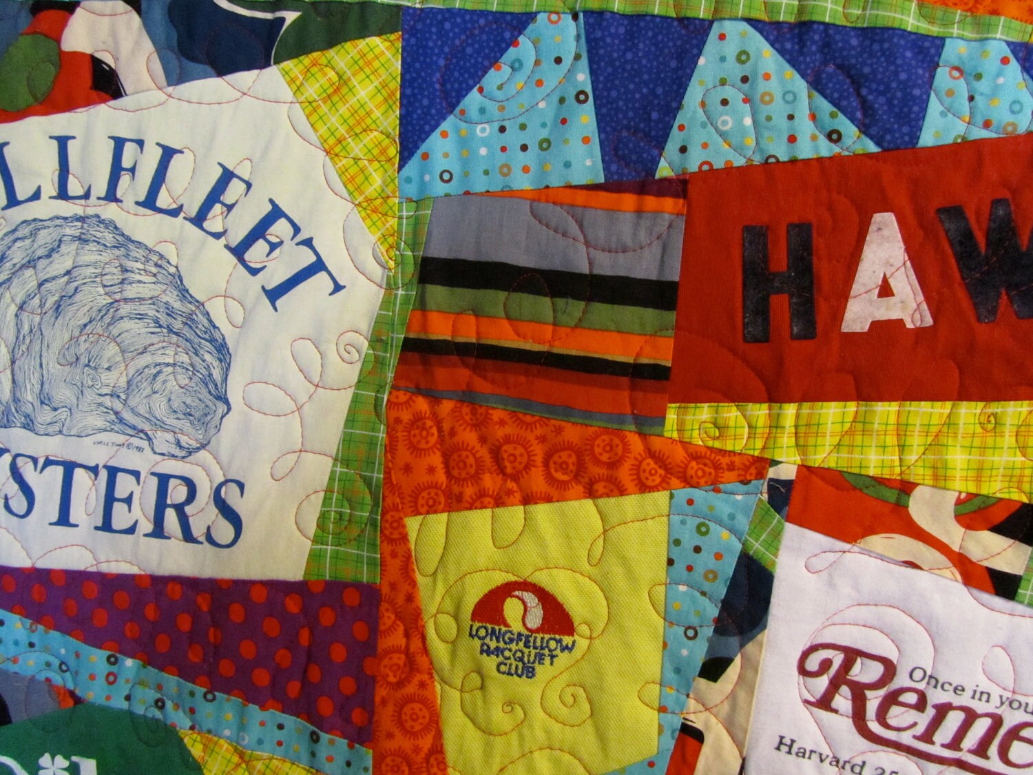 Custom Wildly Colorful Non-traditional t-shirt Quilt, Fabric Collage ...
