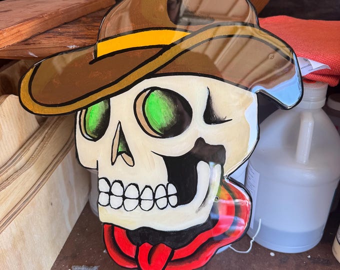 Cowboy Skull Painting, “crazy Sal”, Traditional Tattoo Style, Hand ...
