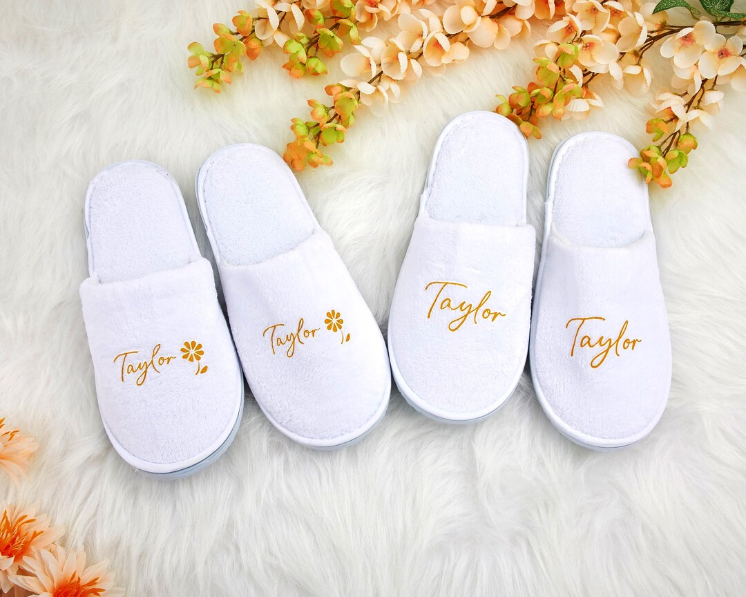 Personalized Slippers With Name,matching Fluffy Slippers for Bride and ...