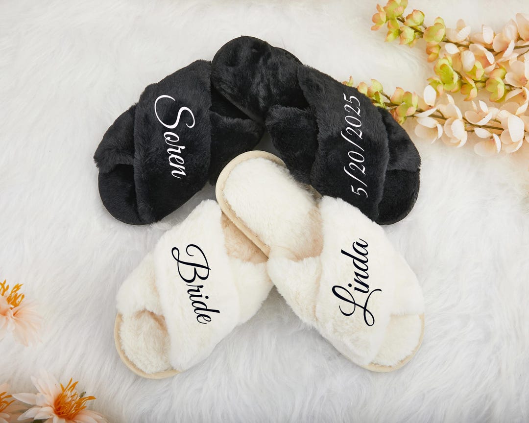 Personalized Slippers With Name,bridal Mrs Wedding Slippers,custom ...
