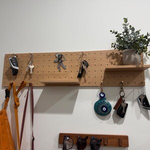 Wooden Pegboard Modular Display Organization Storage Wall Hooks Shelf ...