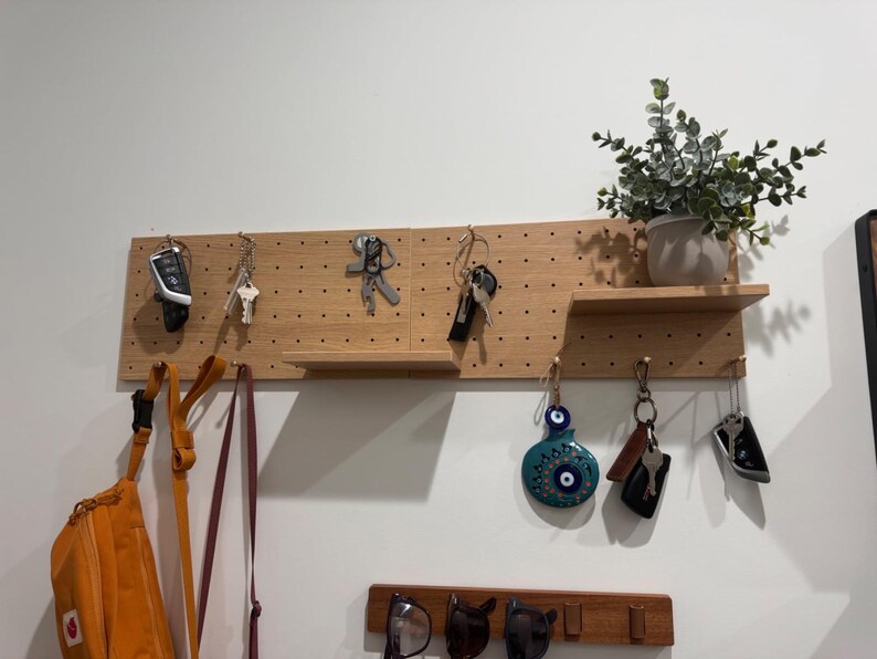 Wooden Pegboard Modular Display Organization Storage Wall Hooks Shelf ...