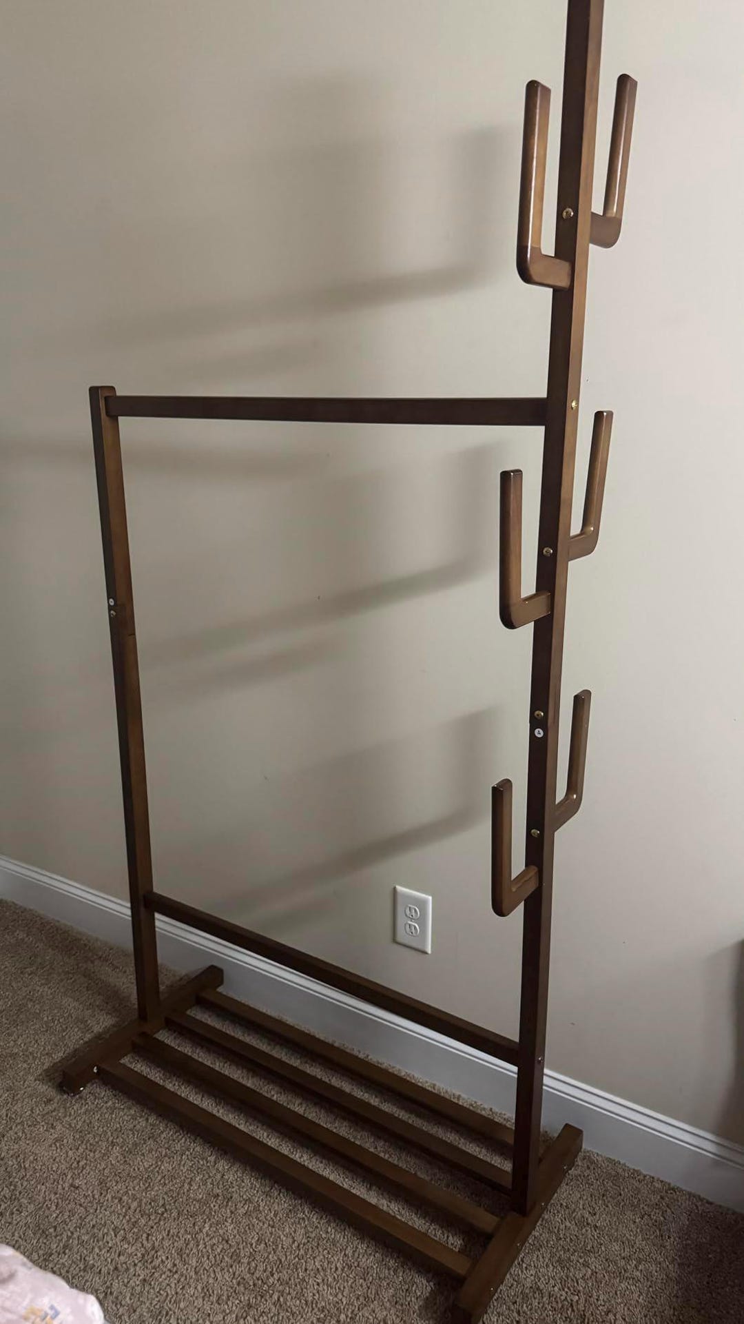 Solid Wood Clothing Rack With Shelf & Hooks | Garment Rack | Coat Rack ...