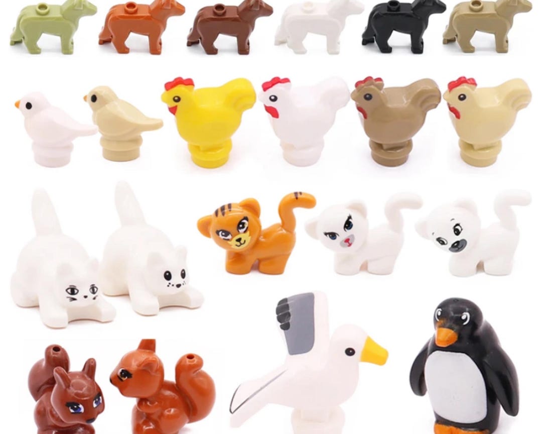 10pcs. Brick Animal Pets for Brick Part Accessories-dog/parrot/chicken ...
