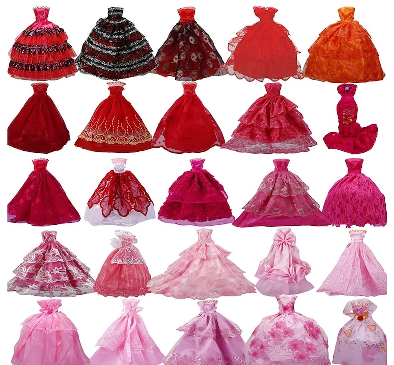 5 Mix Lot Fashion Doll Dresses + 50pcs. of Accessories - Etsy