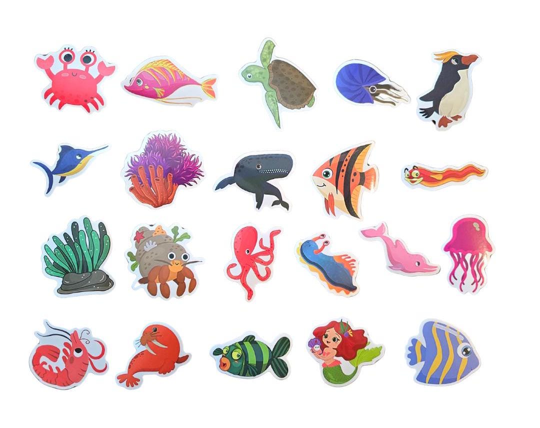 20 Pcs. Sea Creatures Vinyl Stickers - Set 1 - Etsy
