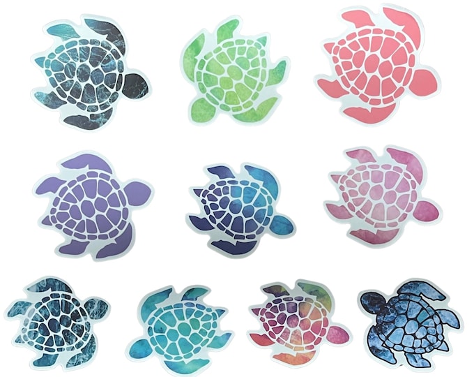10pcs. Sea Turtle Vinyl Stickers - Etsy